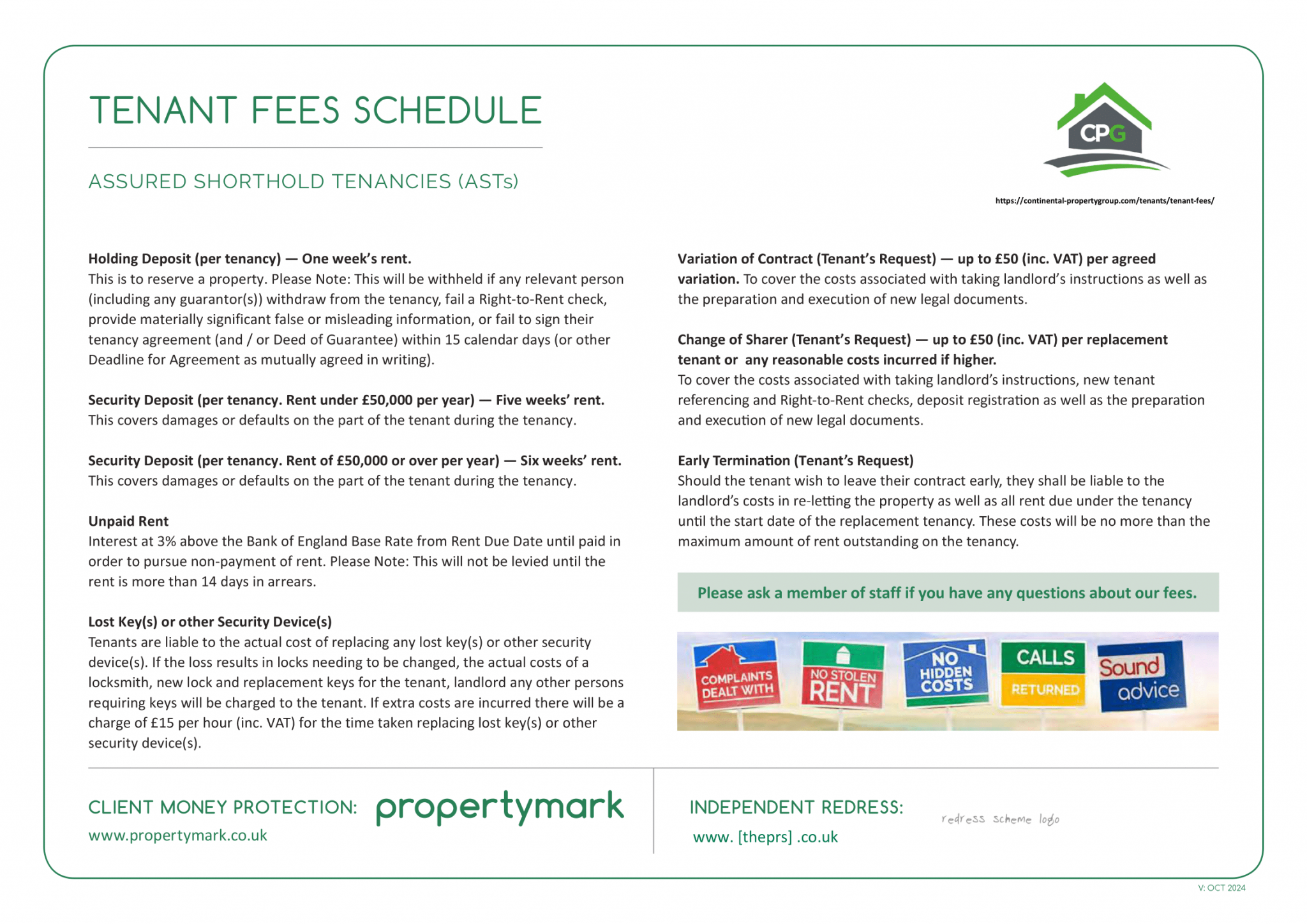 Tenant Fees – Continental Property Group